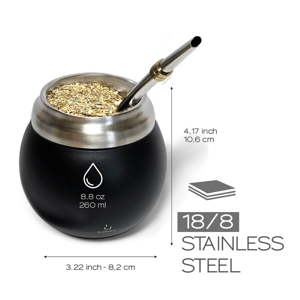 Calabash Stainless Steel Yerba Mate Gourd Set (Black) – Balibetov
