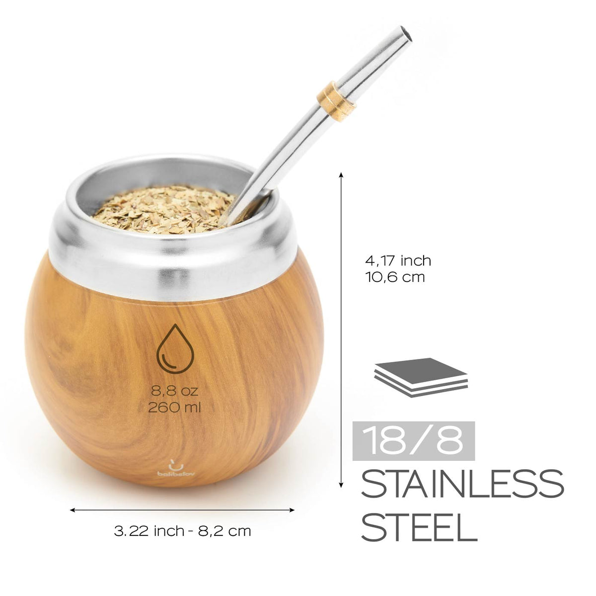 Calabash Stainless Steel Yerba Mate Gourd Set (Wood) – Balibetov