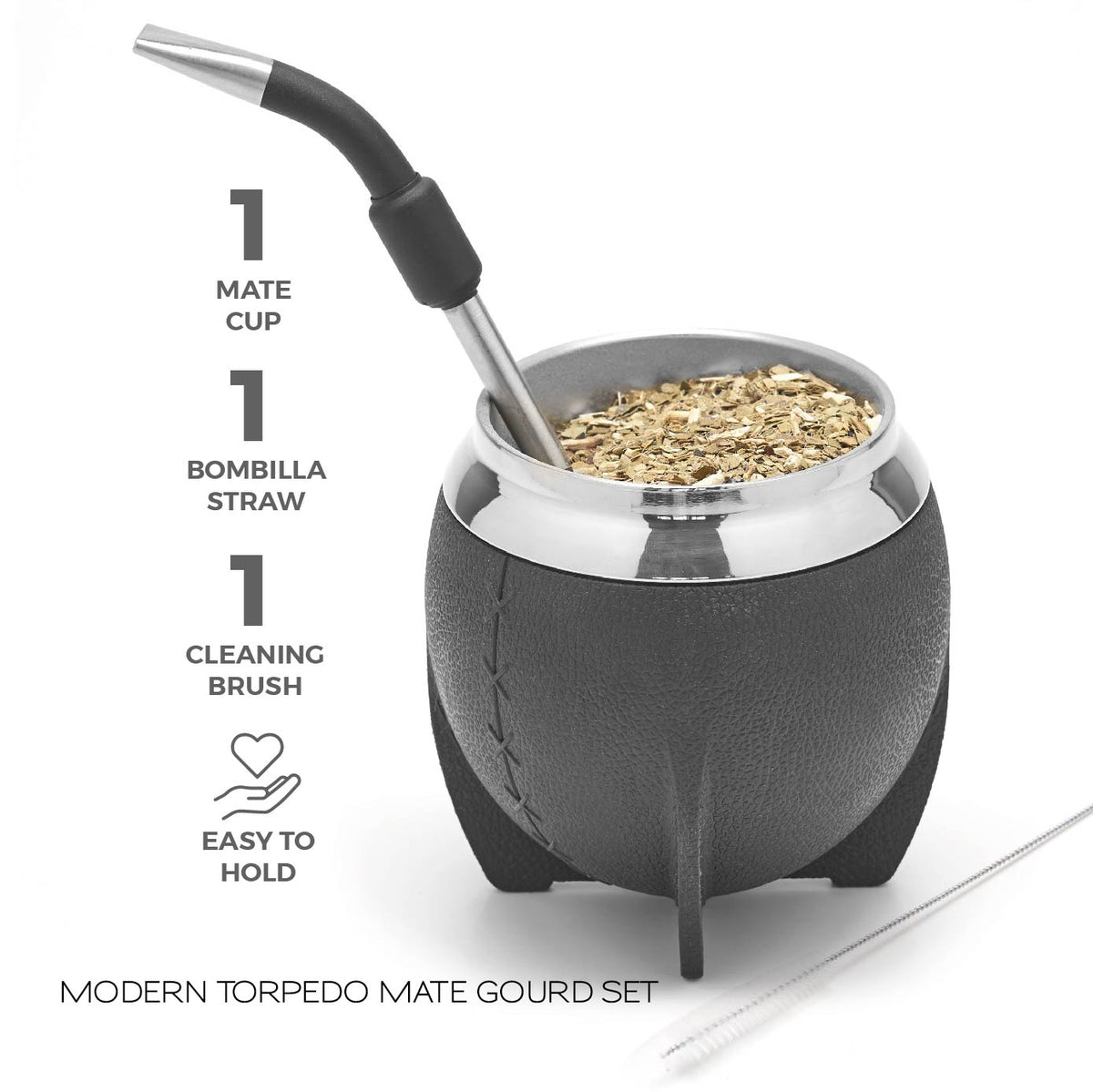Torpedo Stainless Steel Yerba Mate Gourd Set (Black) – Balibetov