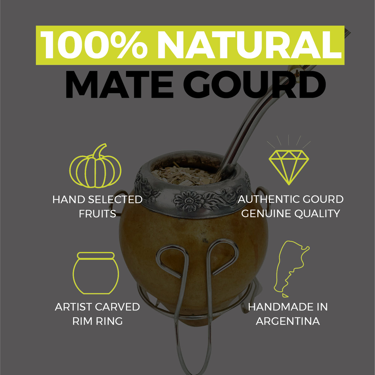 The Traditional Calabash Yerba Mate Gourd Set (Suela with Base) – Balibetov