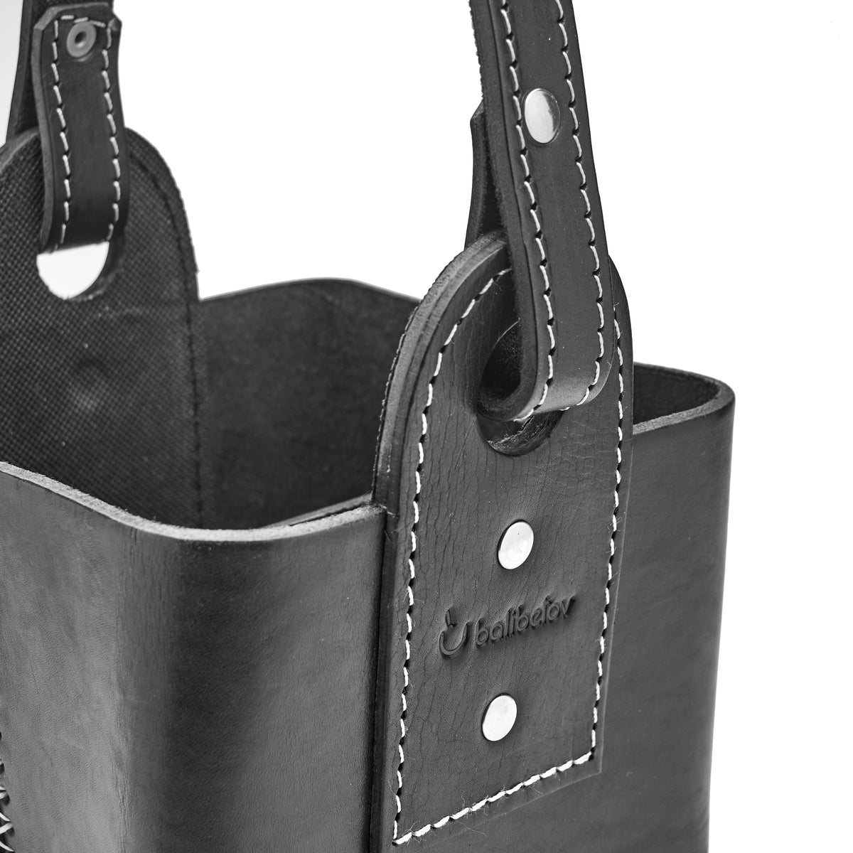 The Open Matera Bag - Handmade with Genuine Carved Leather (Black ...